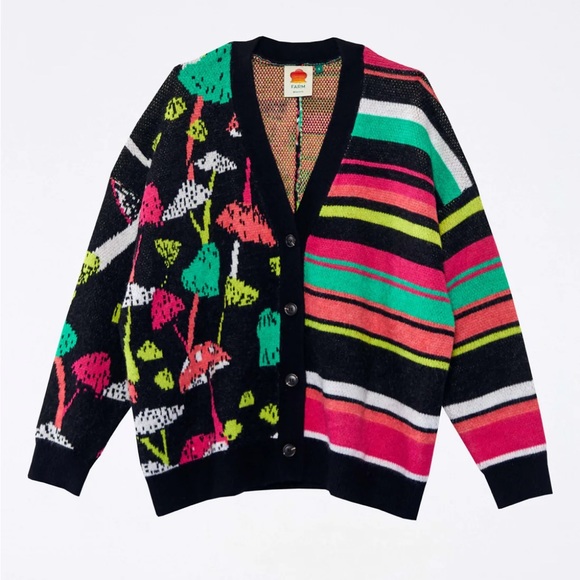 FARM Rio | Sweaters | Farm Rio Mushrooms Striped Cardigan | Poshmark